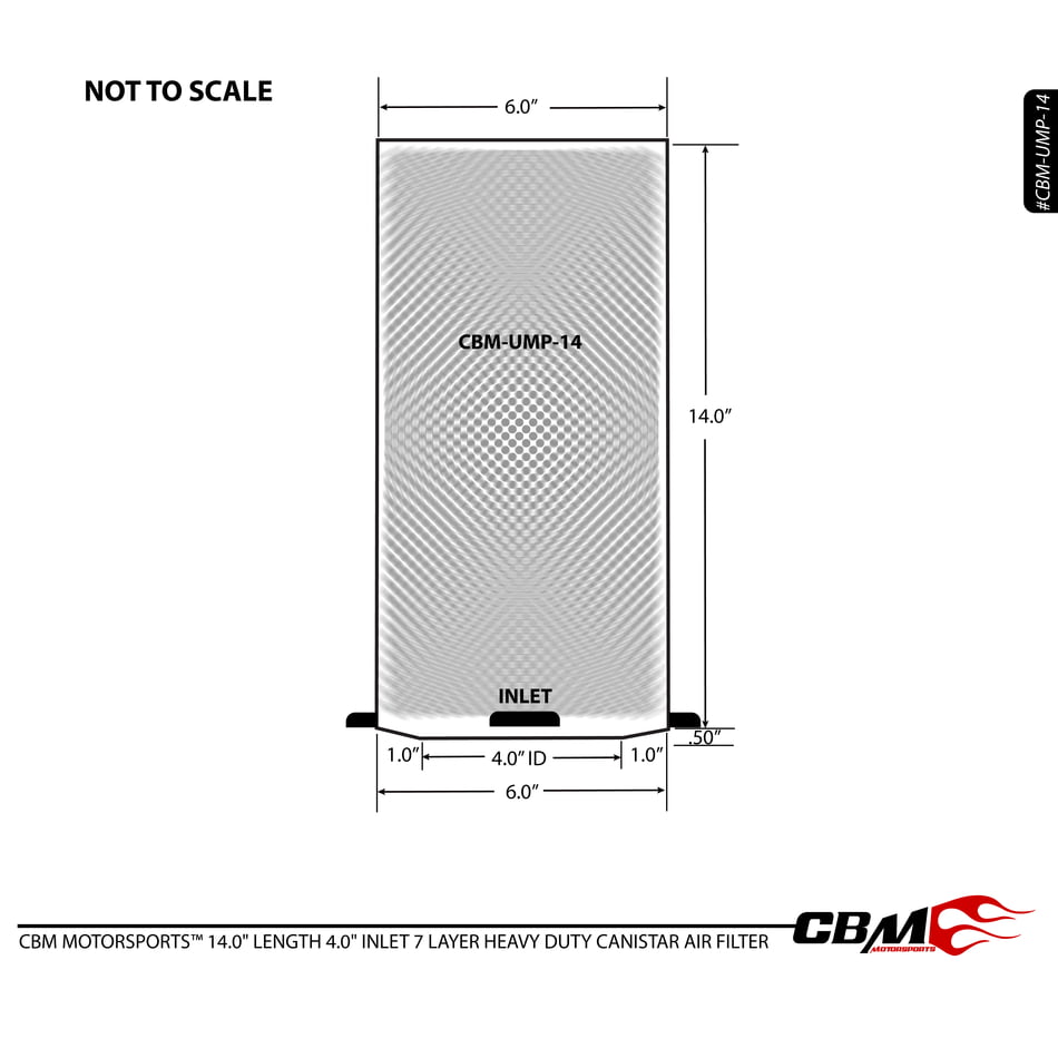 CBM MOTORSPORTS™ 14.0" LENGTH 4.0" INLET 7 LAYER HEAVY DUTY AIR FILTER ...