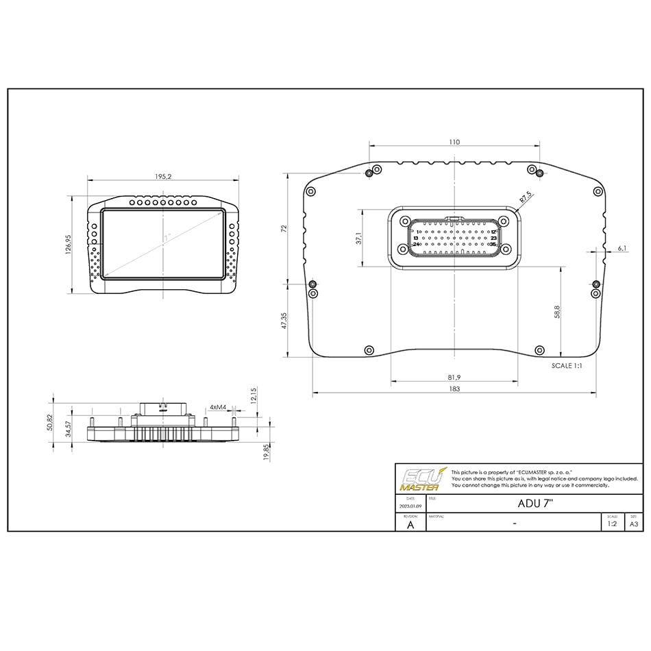 ECUMaster ADU7 DIGITAL DASH DISPLAY LOGGER