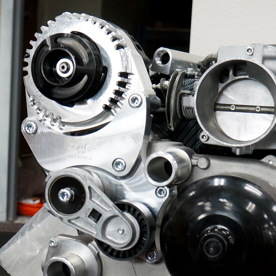 CBM MOTORSPORTS™ PASSENGER SIDE HIGH MOUNT BILLET LS ALTERNATOR BRACKET KIT